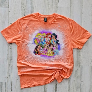 All Princess Tshirt, Bleached Disney Shirt, Birthday Kids Shirt, Girls ...