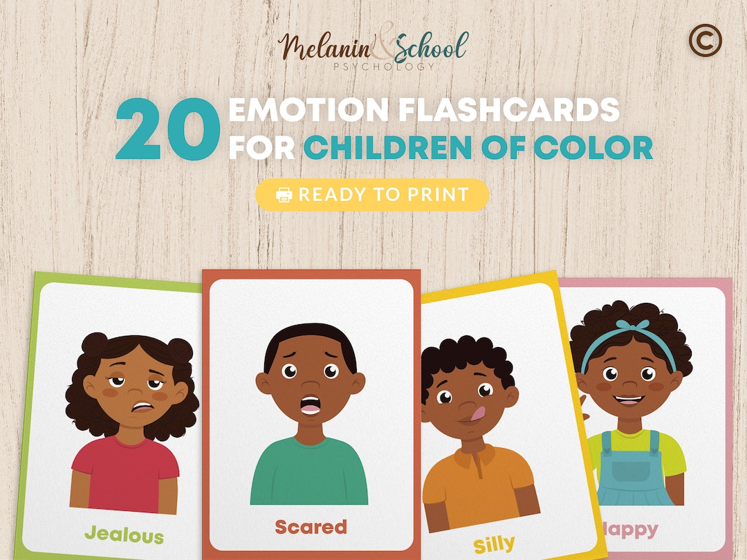 Emotion Flashcards for Children of Color/ Social Emotional/ Emotional ...