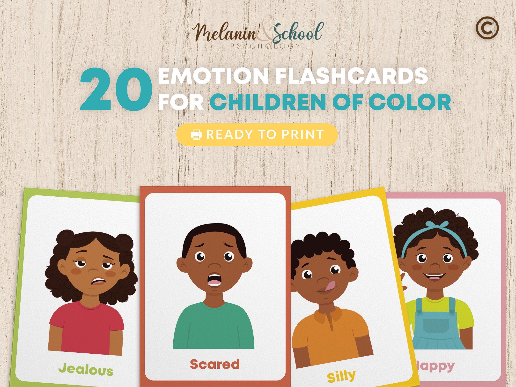 Emotion Flashcards for Children of Color/ Social Emotional/ Emotional ...