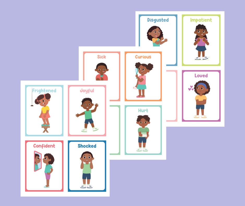 Emotion Flashcards for Children of Color/full Body/feeling Flashcards ...