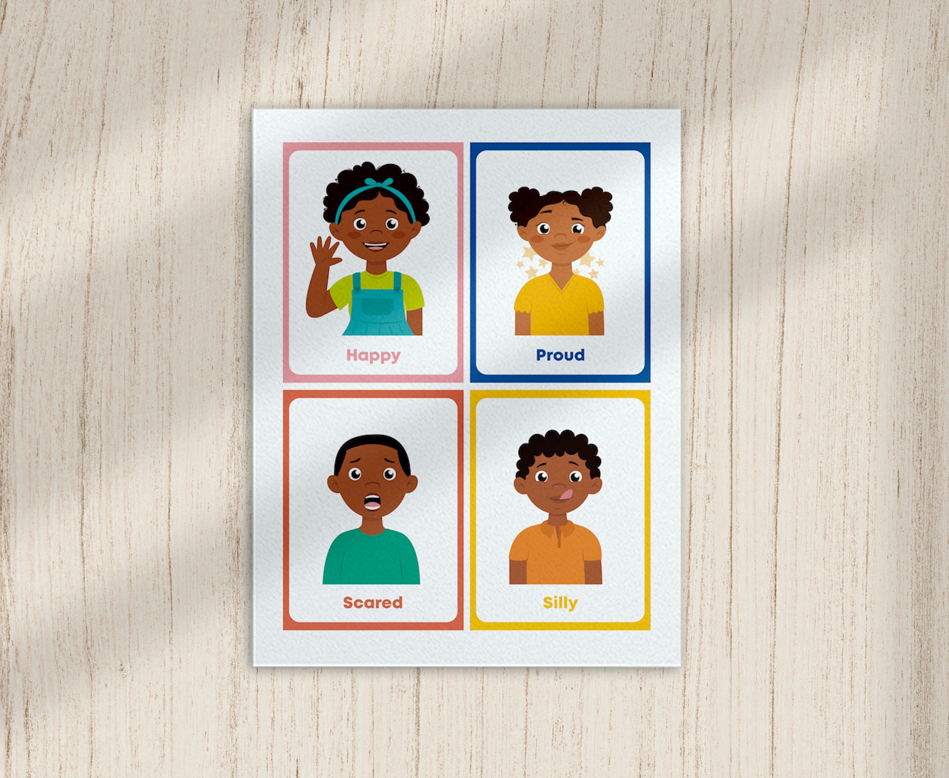 Emotion Flashcards for Children of Color/ Social Emotional/ Emotional ...