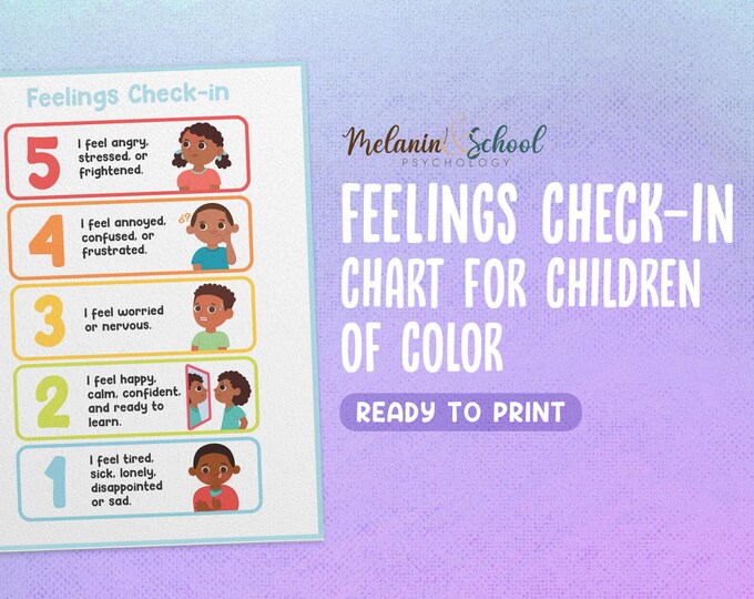 Feelings Check in Chart for Children of Color/check-in/feelings Check ...