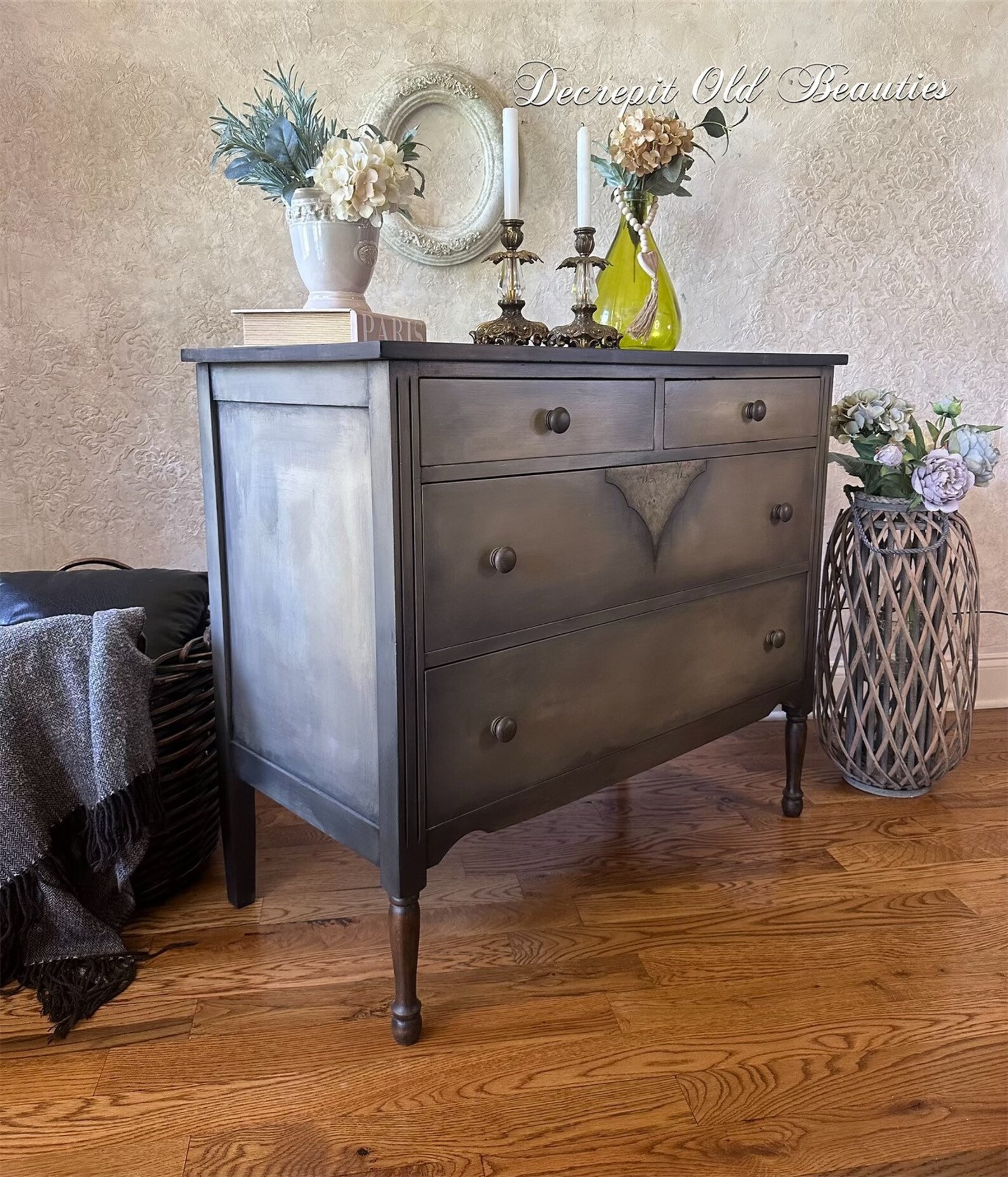 Vintage Dresser Rustic Dresser 4 Drawer Dresser Painted Dresser ...