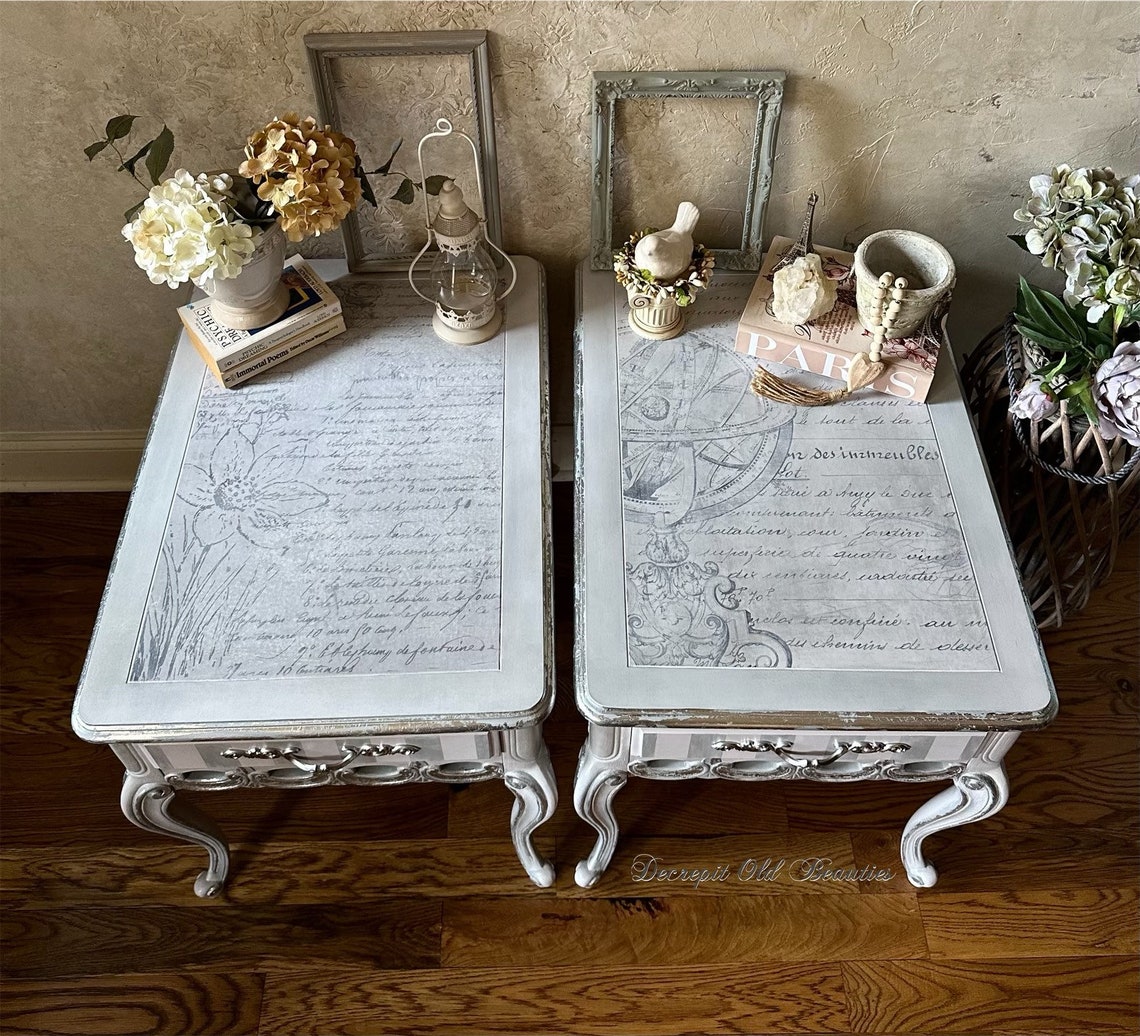White Nightstands Set of 2 | Vintage Nightstands | Whimsical ...