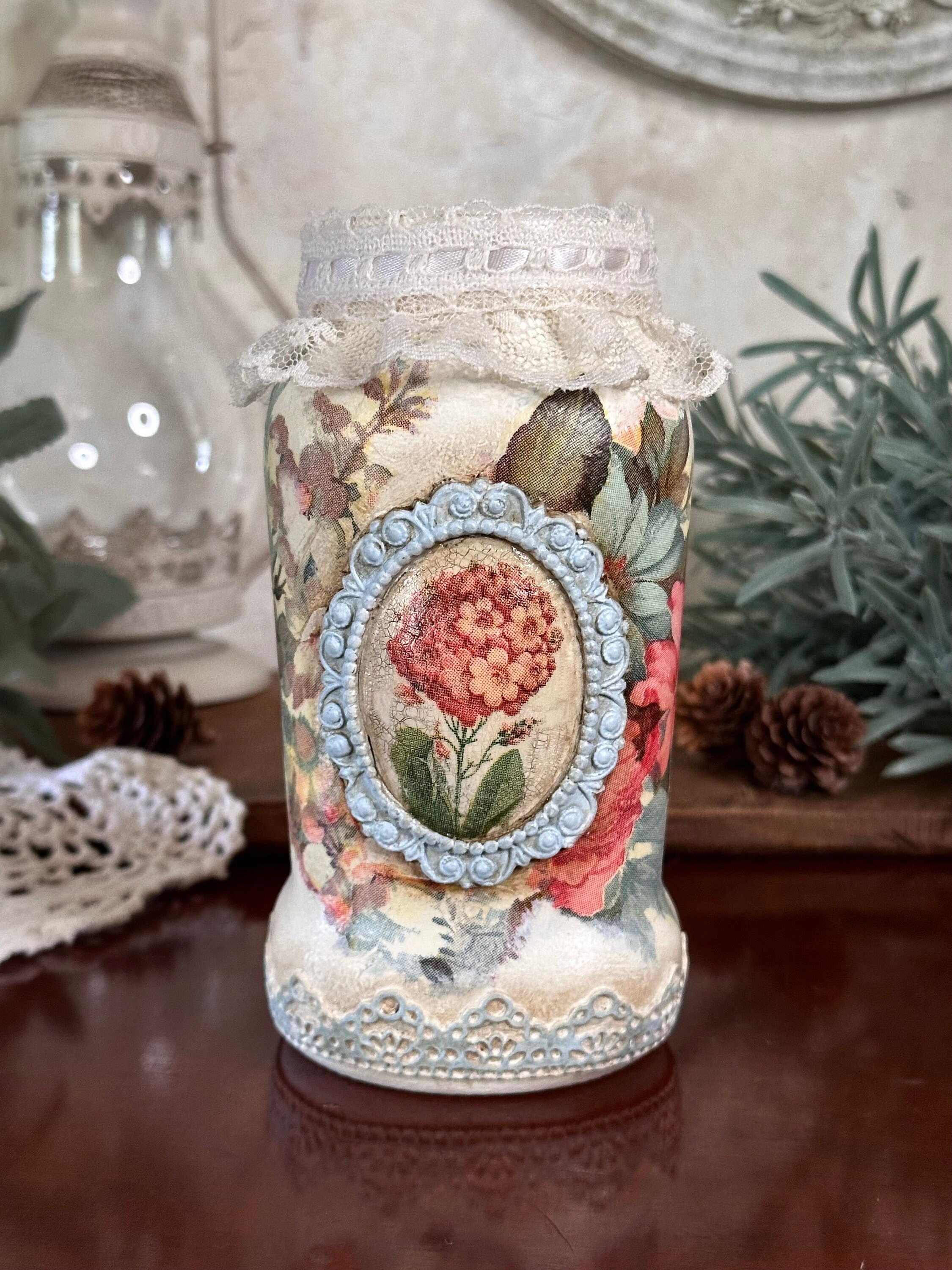 Decorative Glass Jar | Shabby Chic Jar | Cottage French Country Jars ...