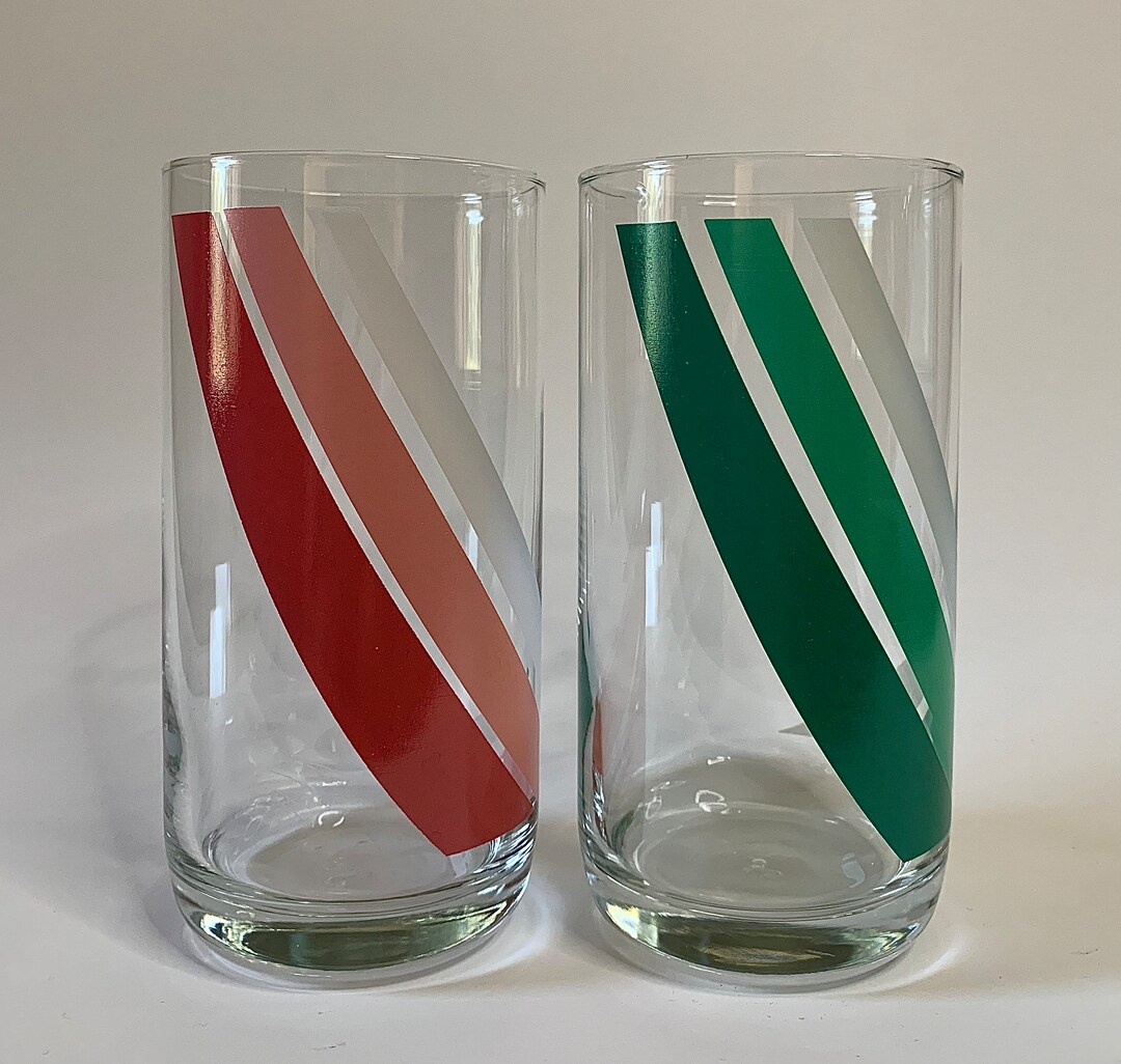 Vintage Mid Century Modern Drinking Glass Tumblers | MCM Retro Clear ...