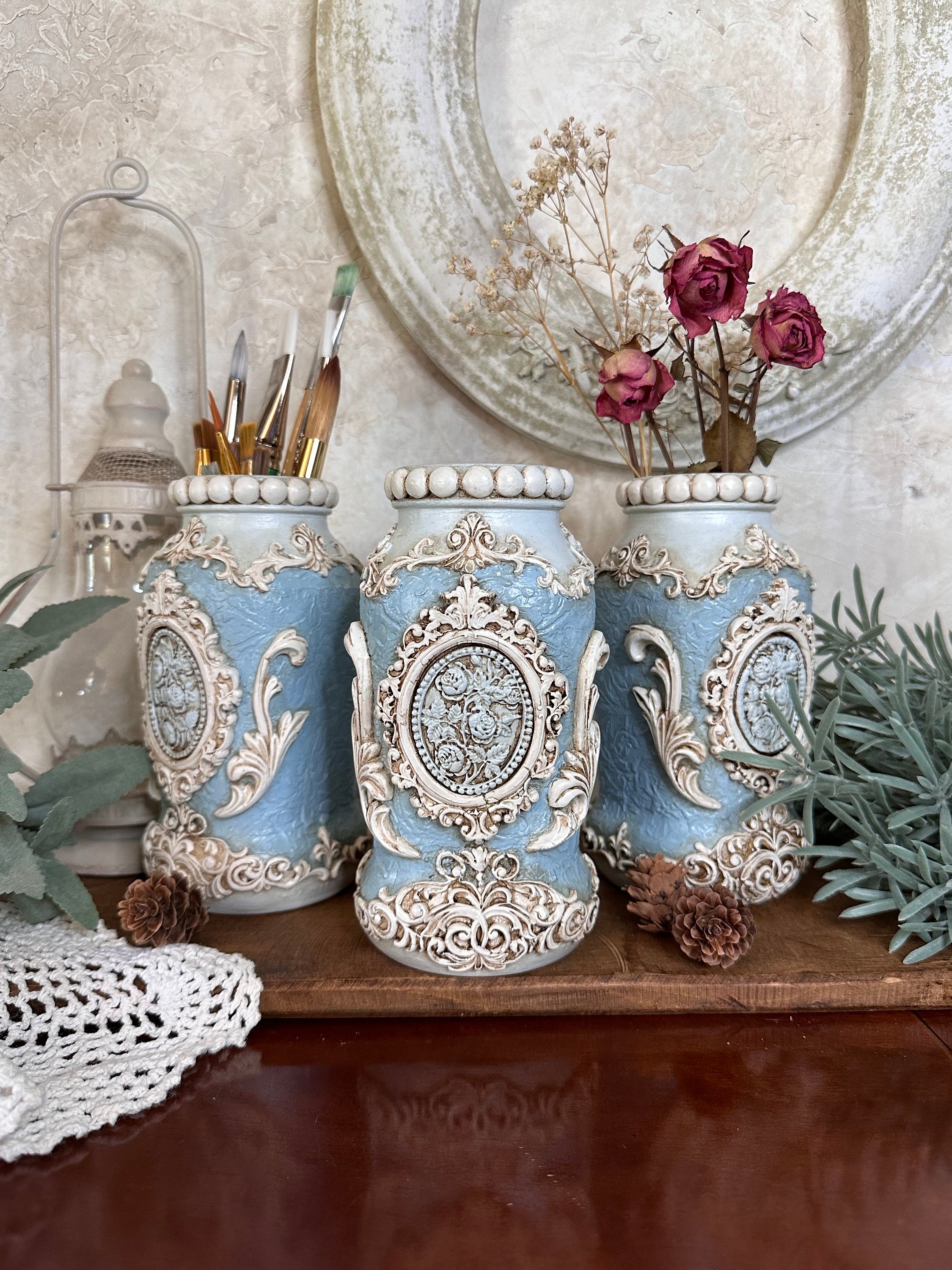 Decorative Glass Jar Shabby Chic Jar French Cottage Jar Ornate Jars ...