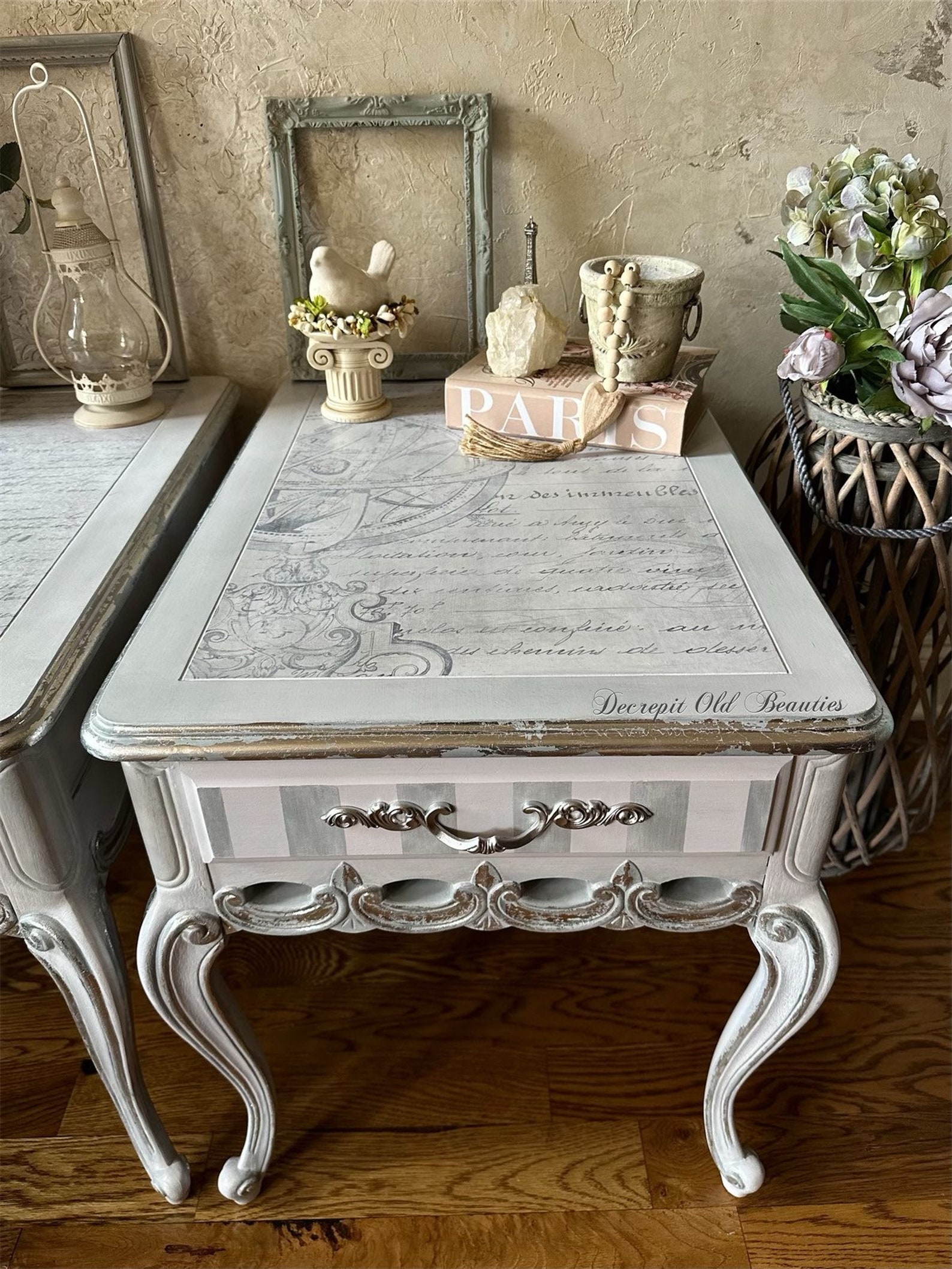 White Nightstands Set of 2 | Vintage Nightstands | Whimsical ...