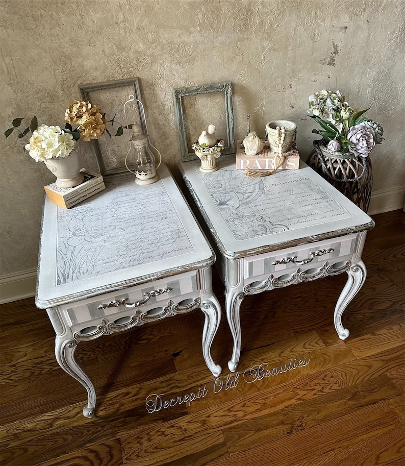 White Nightstands Set of 2 | Vintage Nightstands | Whimsical ...