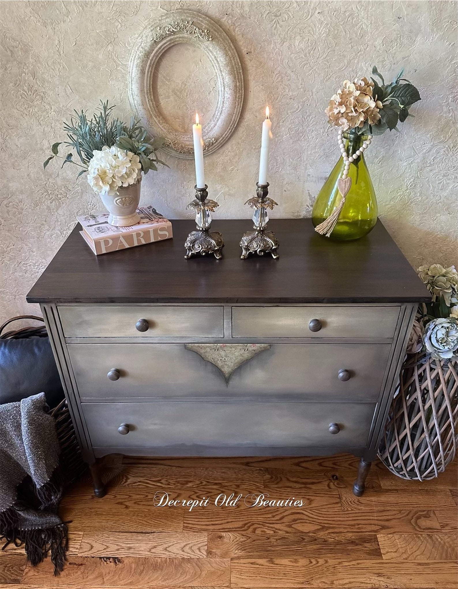 Vintage Dresser Rustic Dresser 4 Drawer Dresser Painted Dresser ...