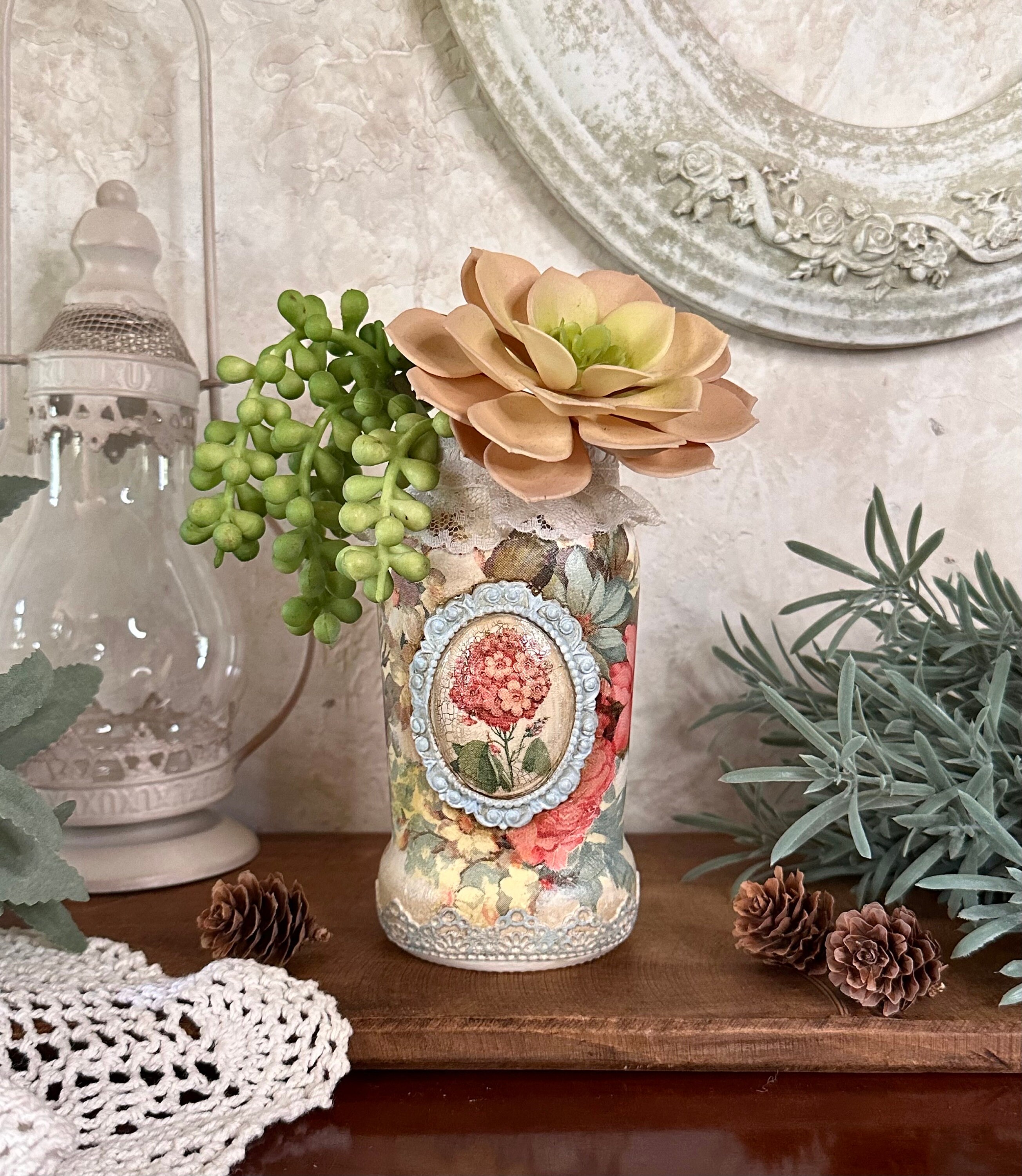 Decorative Glass Jar | Shabby Chic Jar | Cottage French Country Jars ...