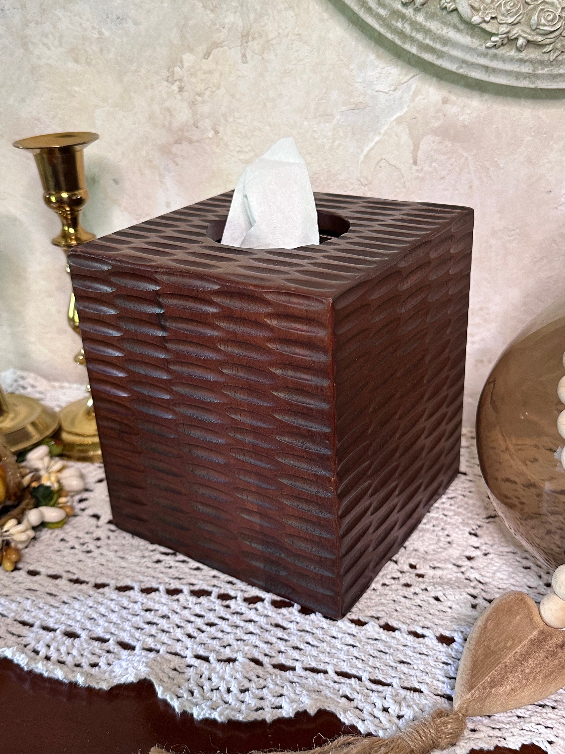 Wooden Square Tissue Box Cover Decorative Tissue Box Holder Tissue Box ...