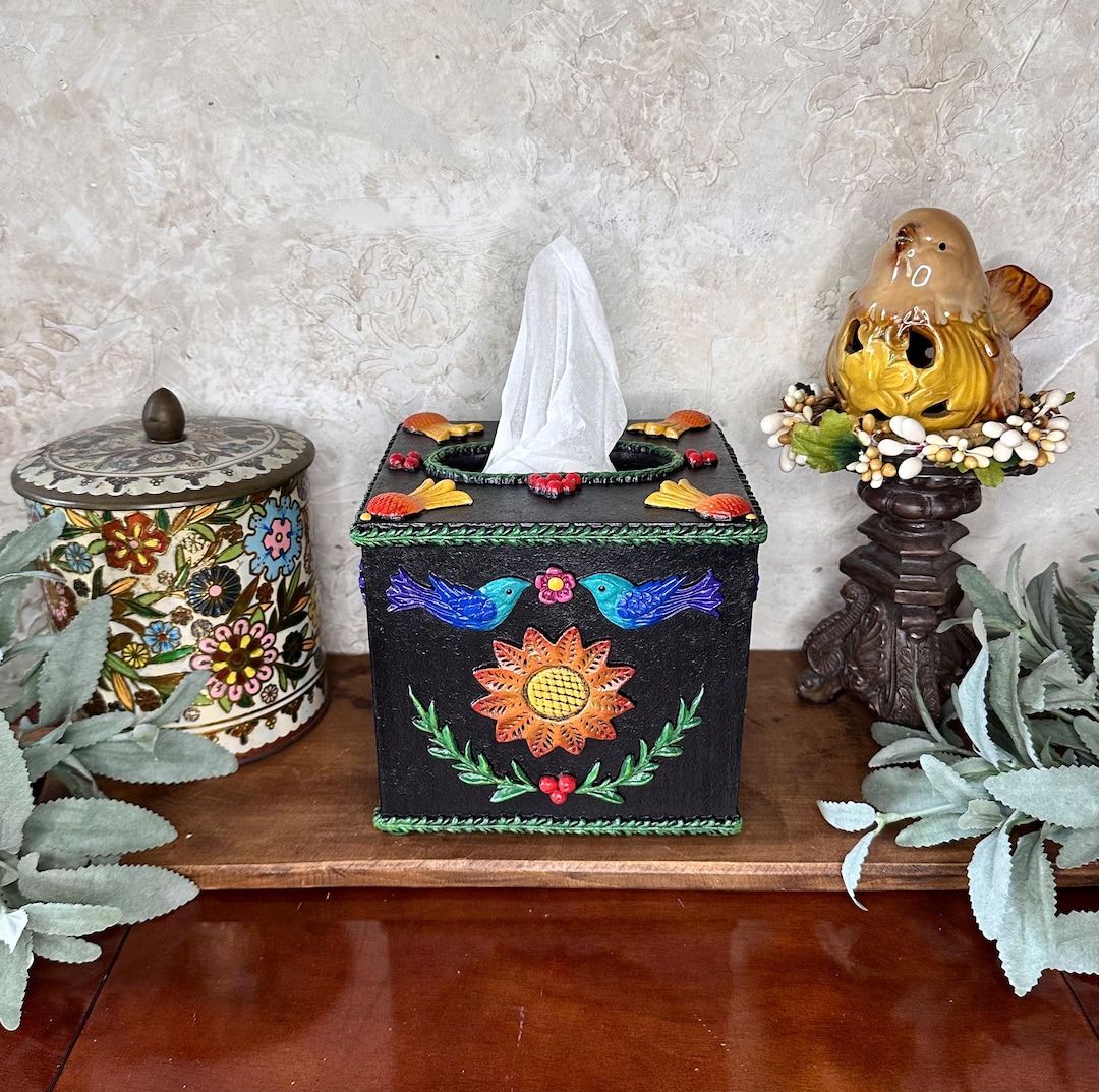 Floral Tissue Box Cover/boho Tissue Box Cover/scandinavian Polish Folk ...