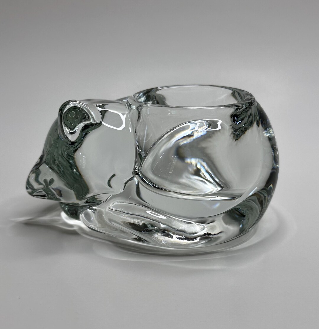 Vintage Indiana Glass Sleeping Cat Votiveglass Sleeping Cat Votive ...