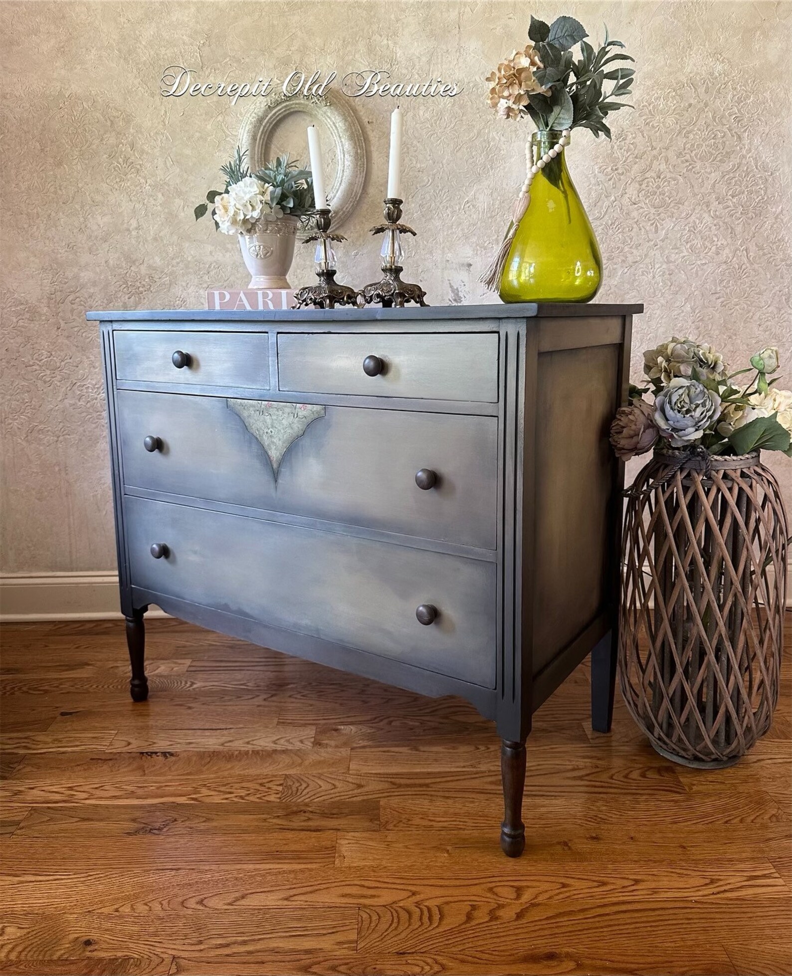 Vintage Dresser Rustic Dresser 4 Drawer Dresser Painted Dresser ...