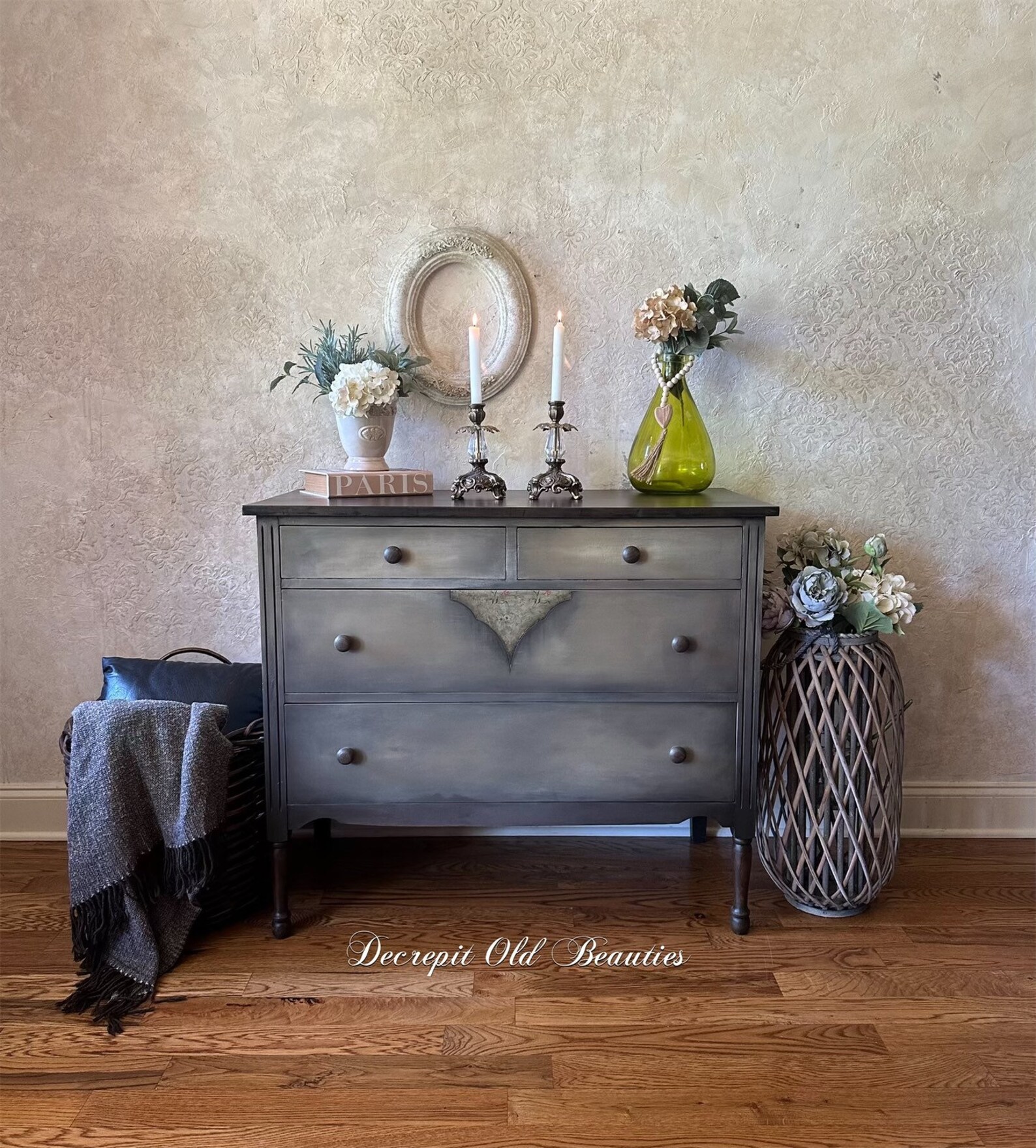 Vintage Dresser Rustic Dresser 4 Drawer Dresser Painted Dresser ...