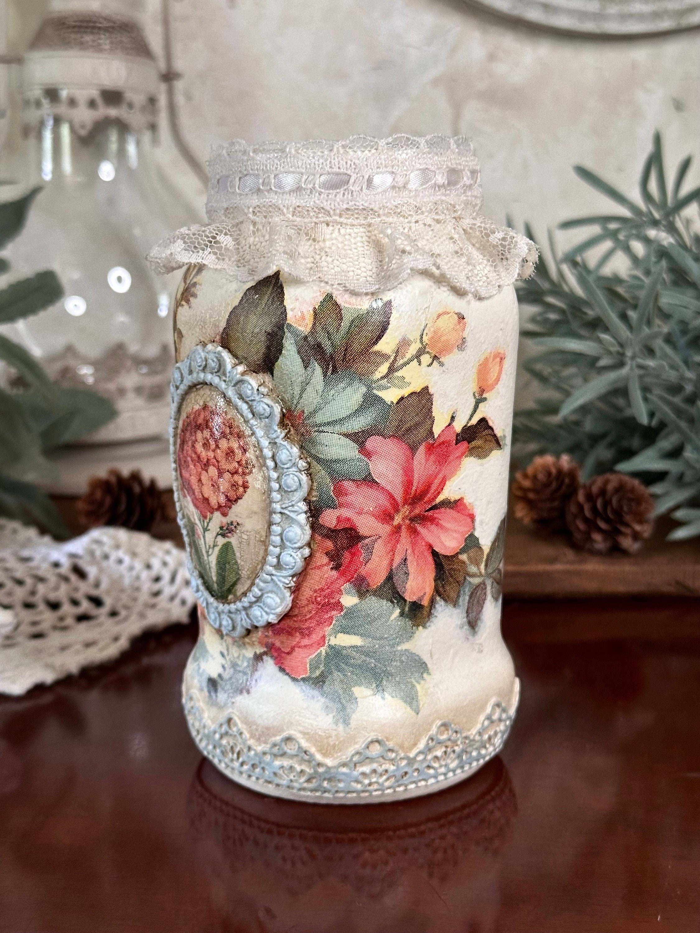 Decorative Glass Jar | Shabby Chic Jar | Cottage French Country Jars ...