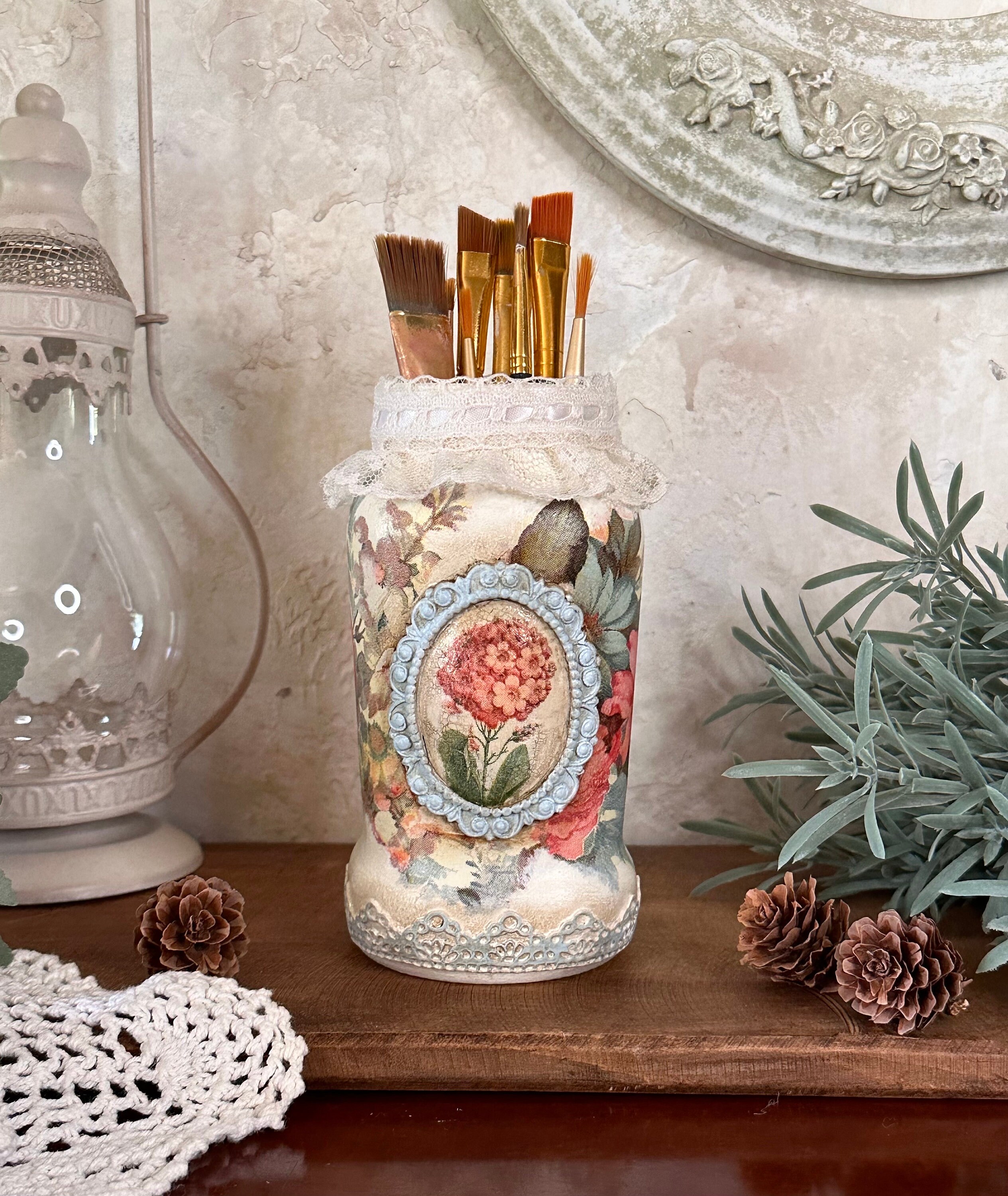 Decorative Glass Jar | Shabby Chic Jar | Cottage French Country Jars ...