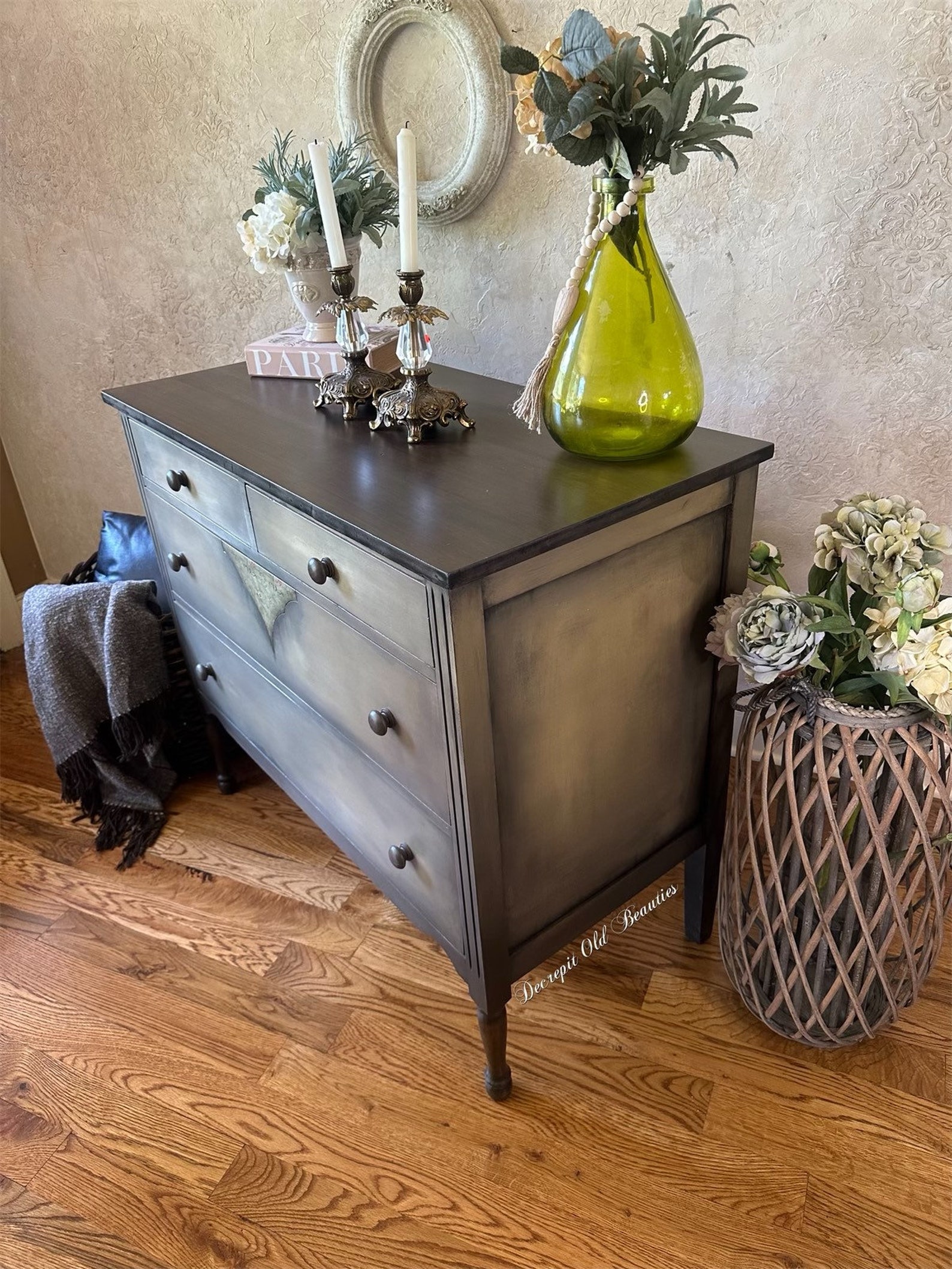 Vintage Dresser Rustic Dresser 4 Drawer Dresser Painted Dresser ...