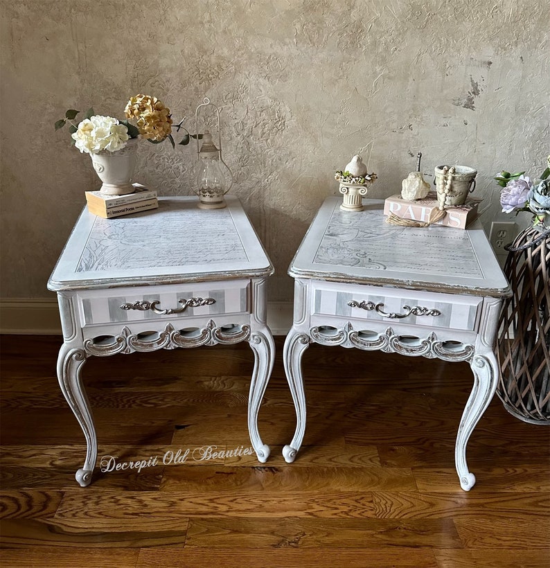 White Nightstands Set of 2 | Vintage Nightstands | Whimsical ...