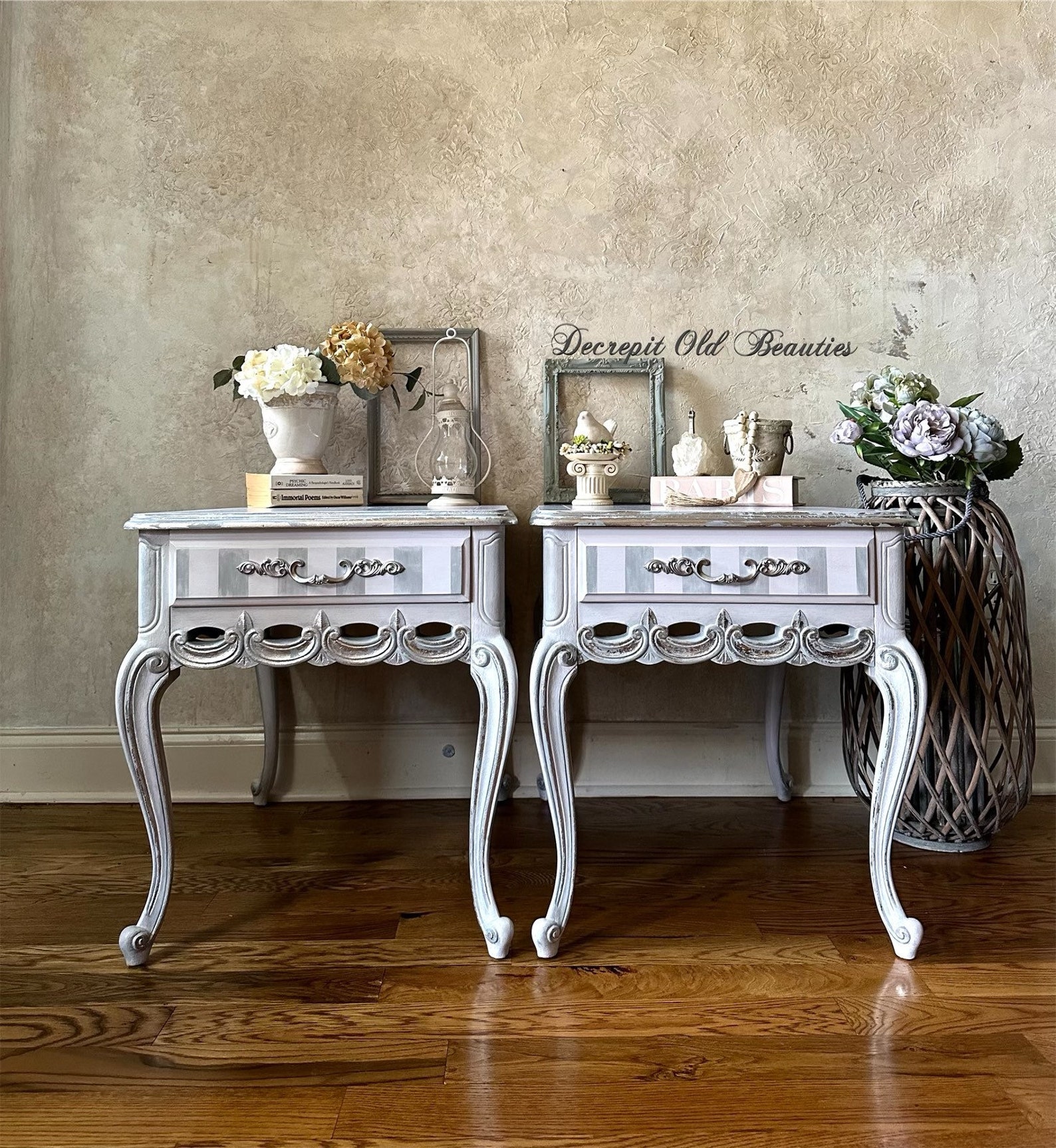 White Nightstands Set of 2 | Vintage Nightstands | Whimsical ...