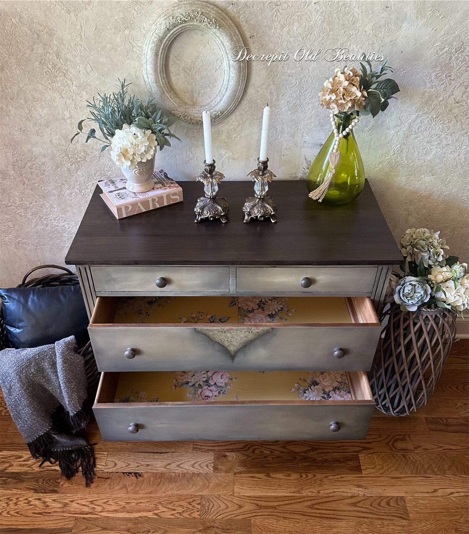 Vintage Dresser Rustic Dresser 4 Drawer Dresser Painted Dresser ...