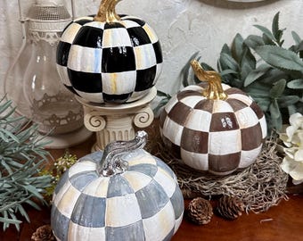Black and White Checkered Large Pumpkins Decor for Table Centerpiece Thanksgiving Pumpkin - Etsy