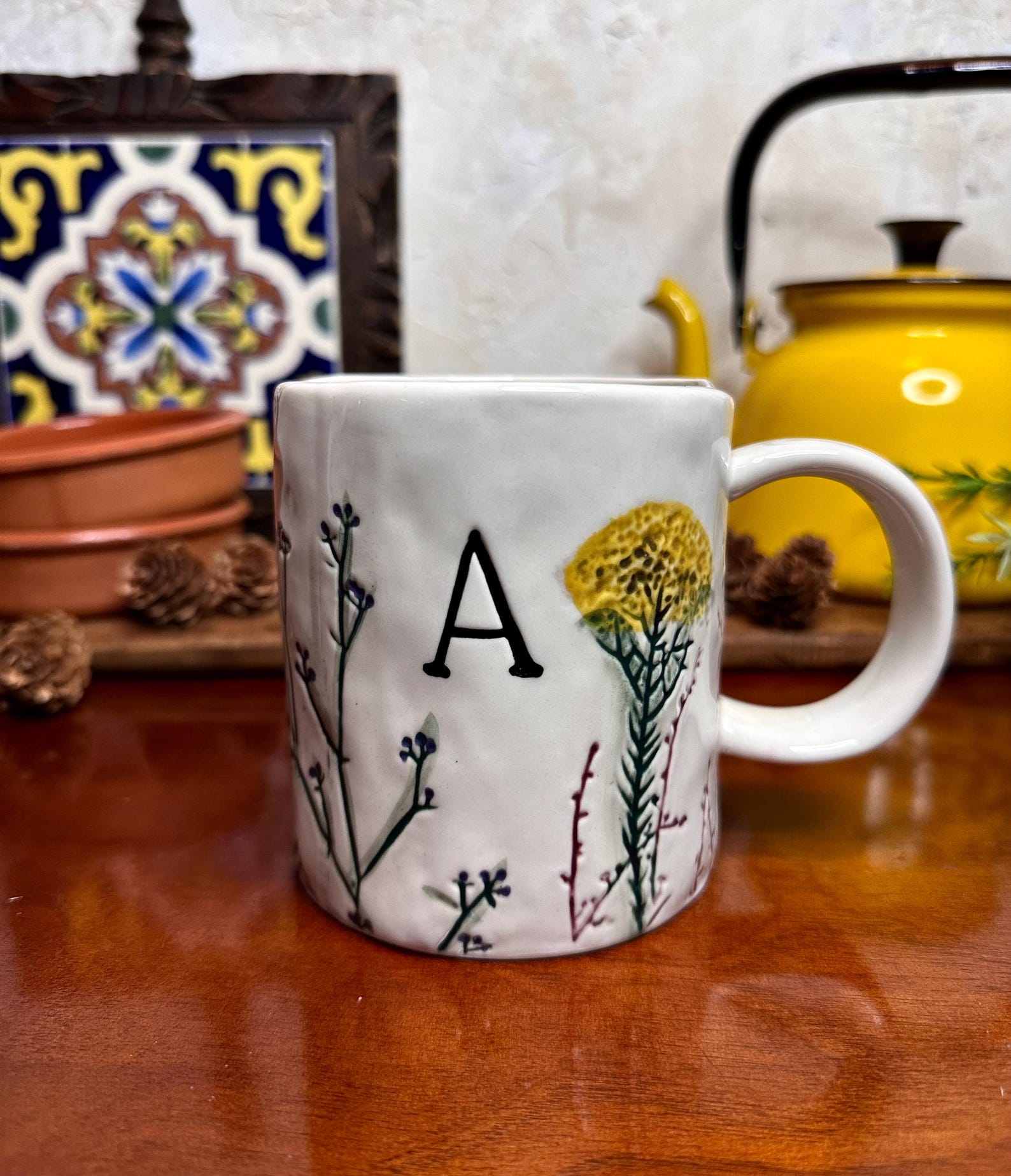 Anthropologie Dagny Monogram Letter A Mug Hand Painted Letter A ...