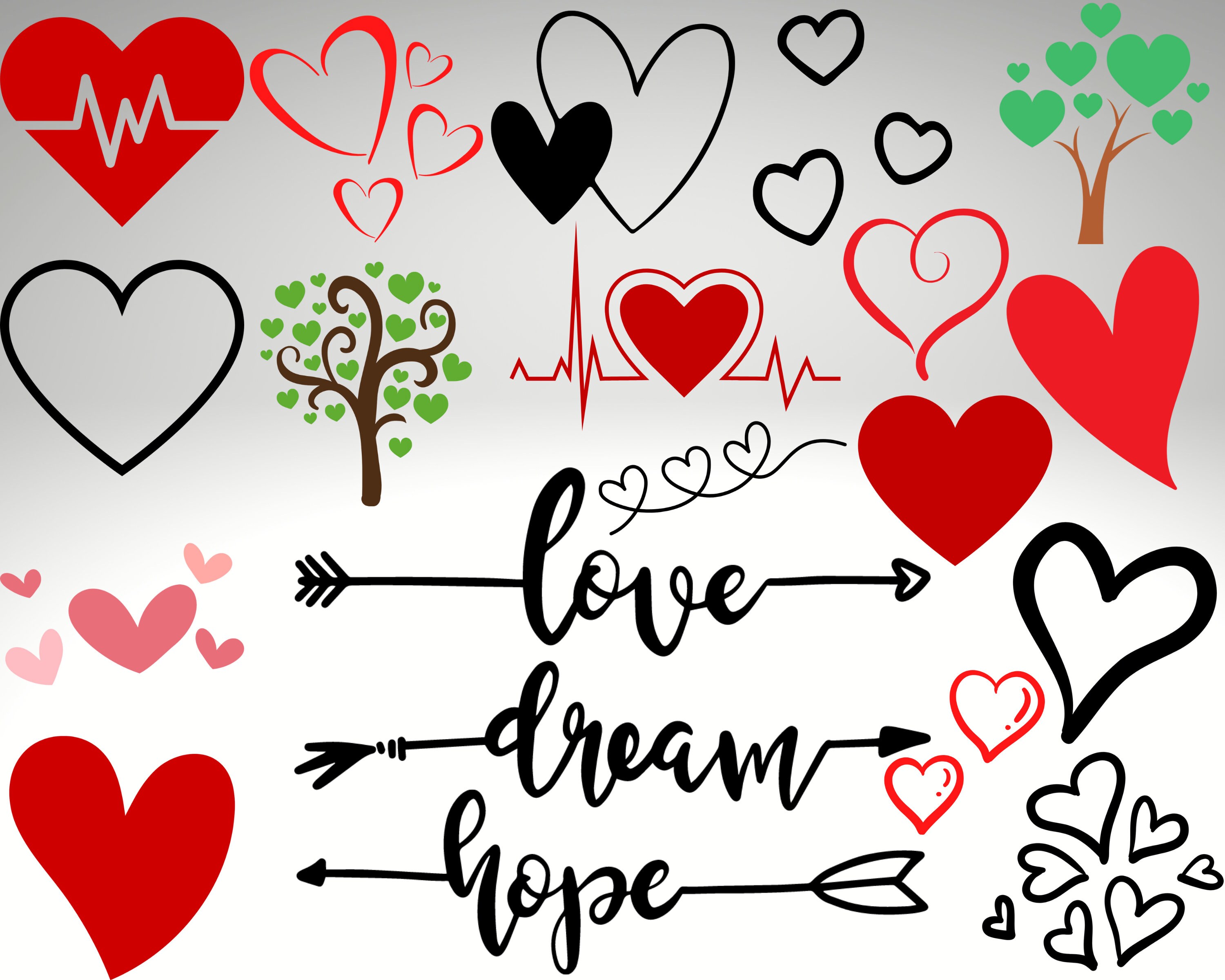 Hand Drawn Heart Hand Lettered Hearts SVG SVG Files Instant - Etsy