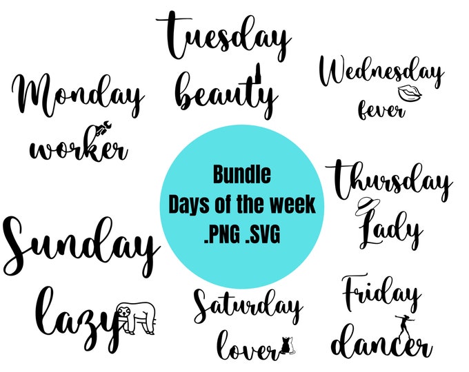 Days of the Week SVG Bundle Black Woman SVG Black Girl Boss - Etsy