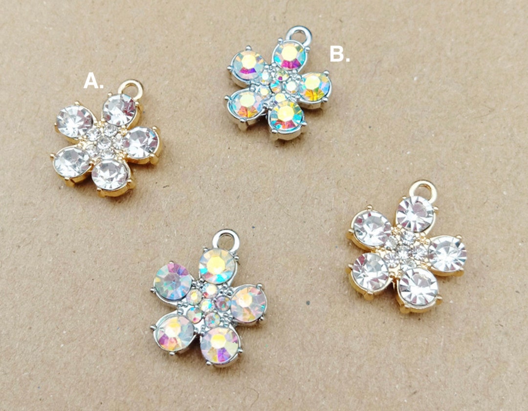 BLING FLOWER Rhinestones Crystal Multicolor Resin Enamel Gold and ...