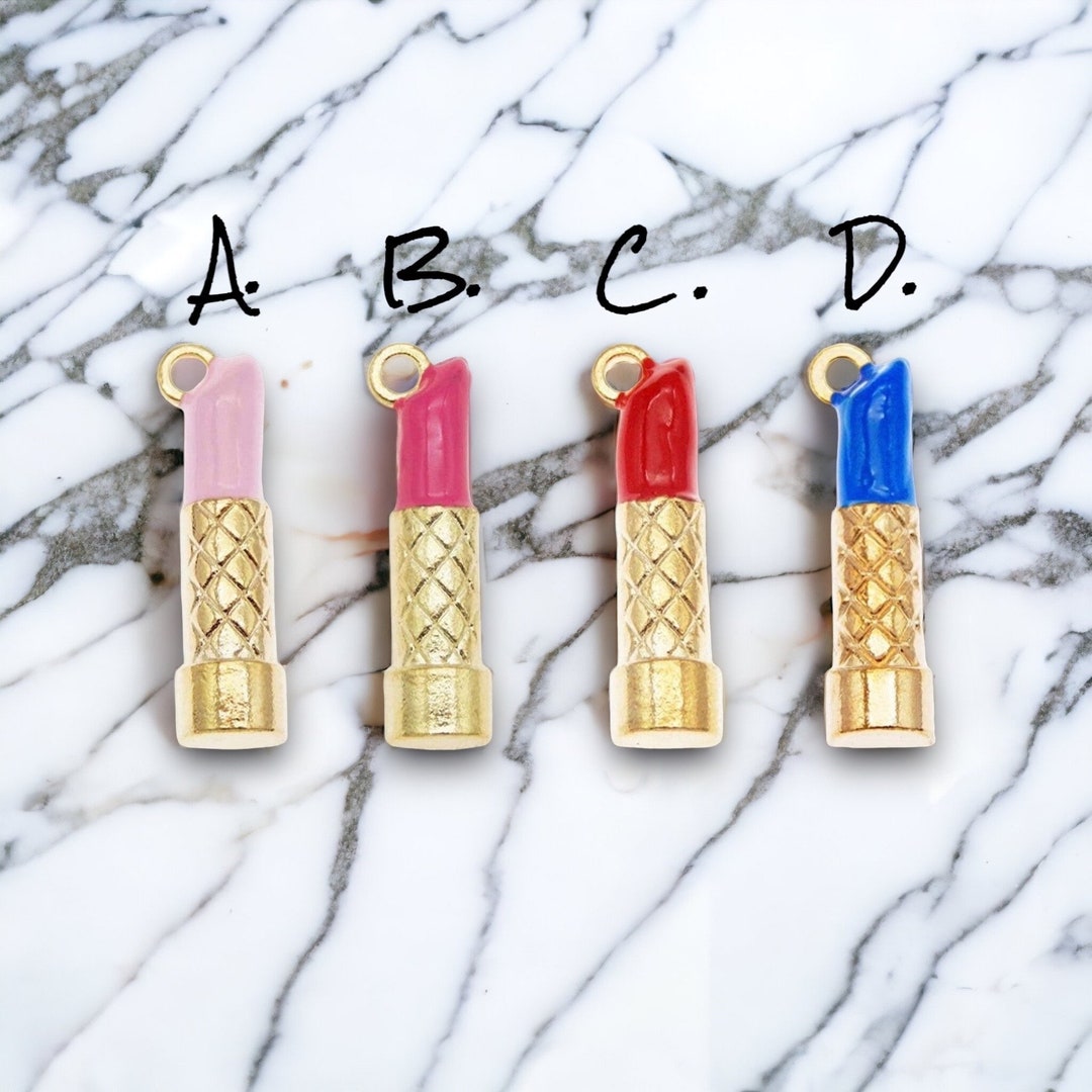 Lipstick Charm | 1 PC Enamel Charm | Girly Charm | Hot Pink Lipstick ...