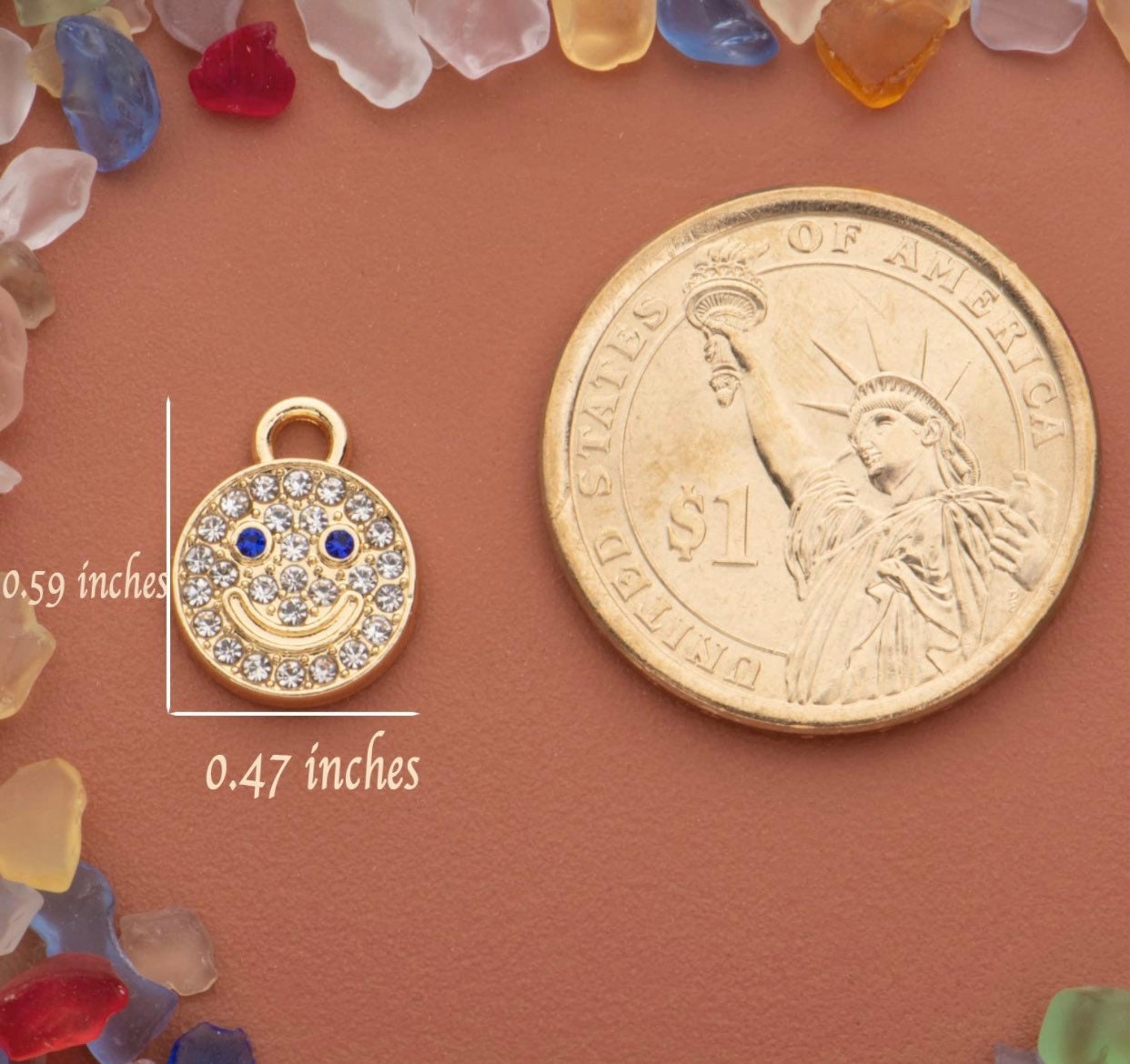 Smiley Face Rhinestone Charm 1 PC Rhinestone Pendant - Etsy