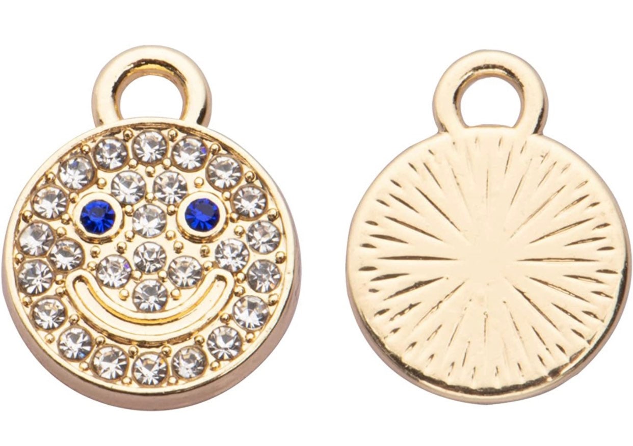 Smiley Face Rhinestone Charm 1 PC Rhinestone Pendant - Etsy
