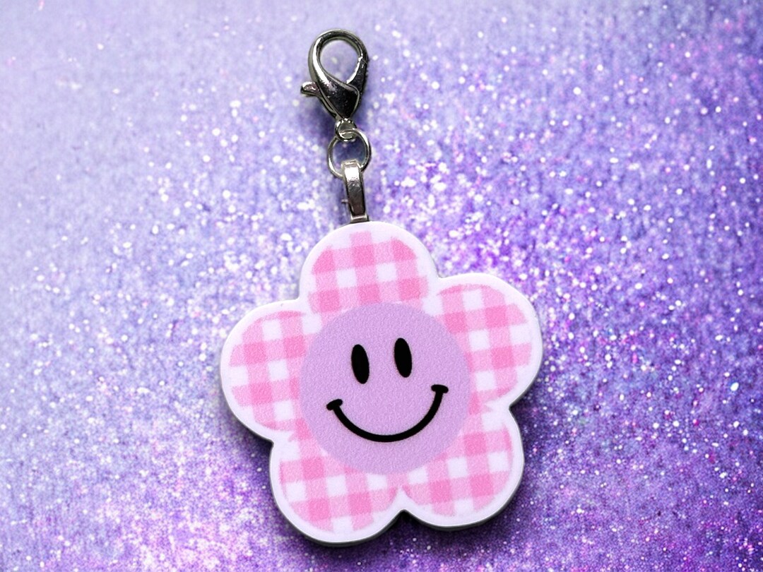 Plaid Smiley Daisy Planar Kawaii Smiley Face Planar 1 PC Resin Acrylic ...