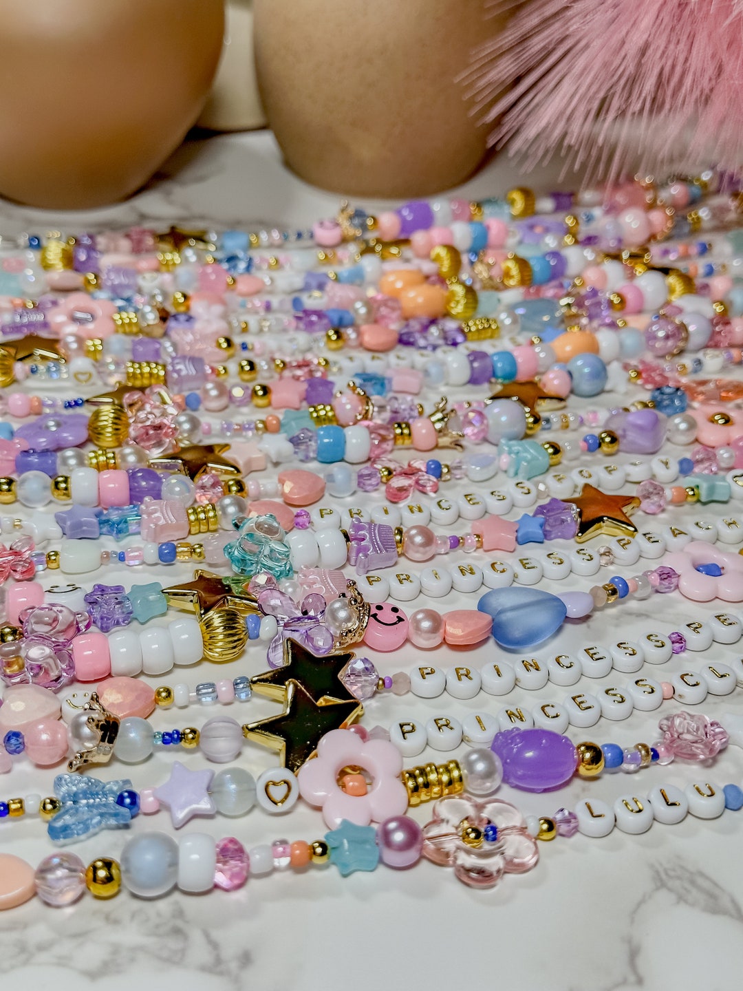 Mismatched Y2K Princess Castle Necklace White Lavender Baby Pink Sky ...