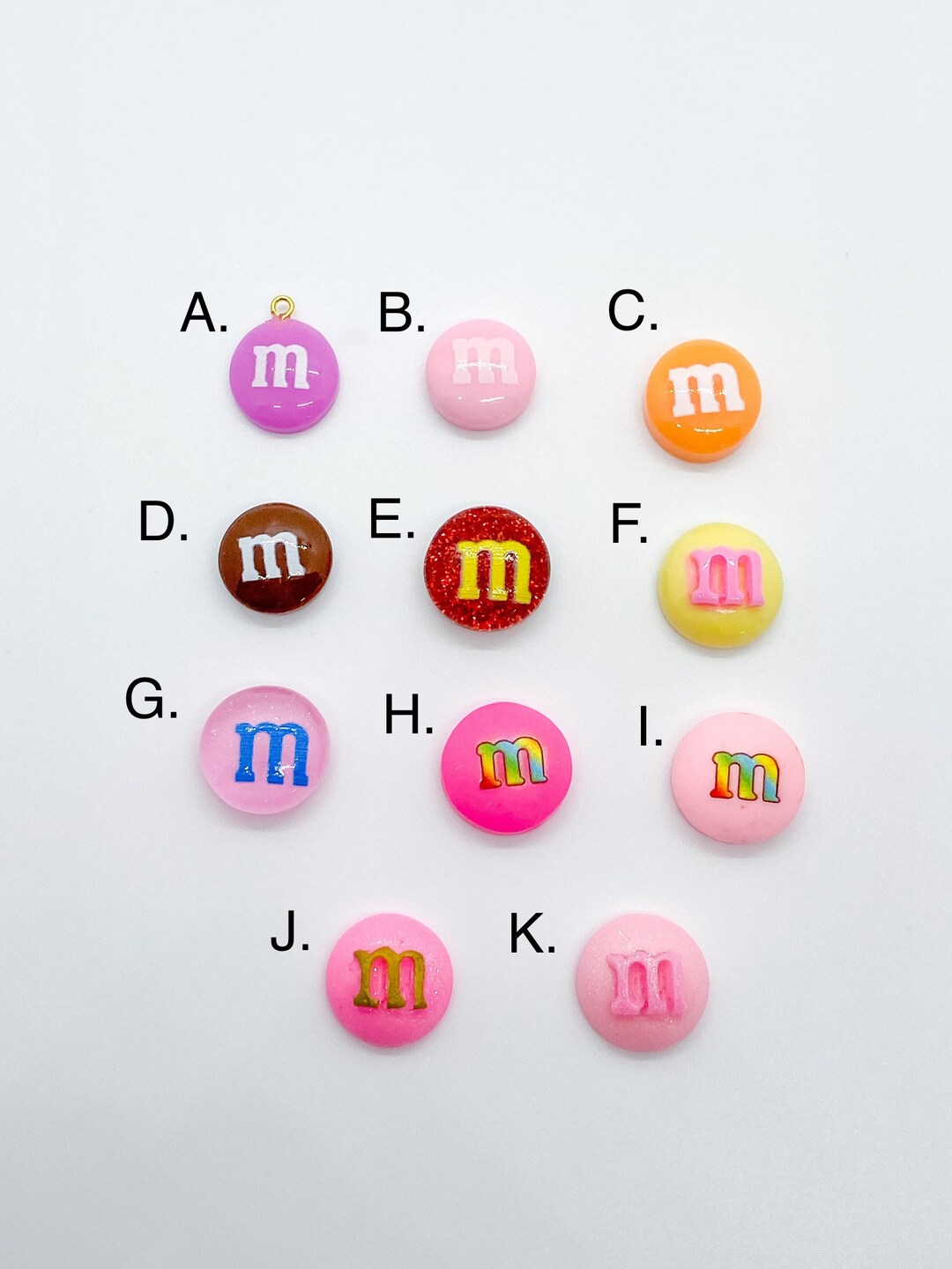M and M Chocolate Charm Kawaii Candy Charm 1 PC Mnm Charm Rainbow Candy ...