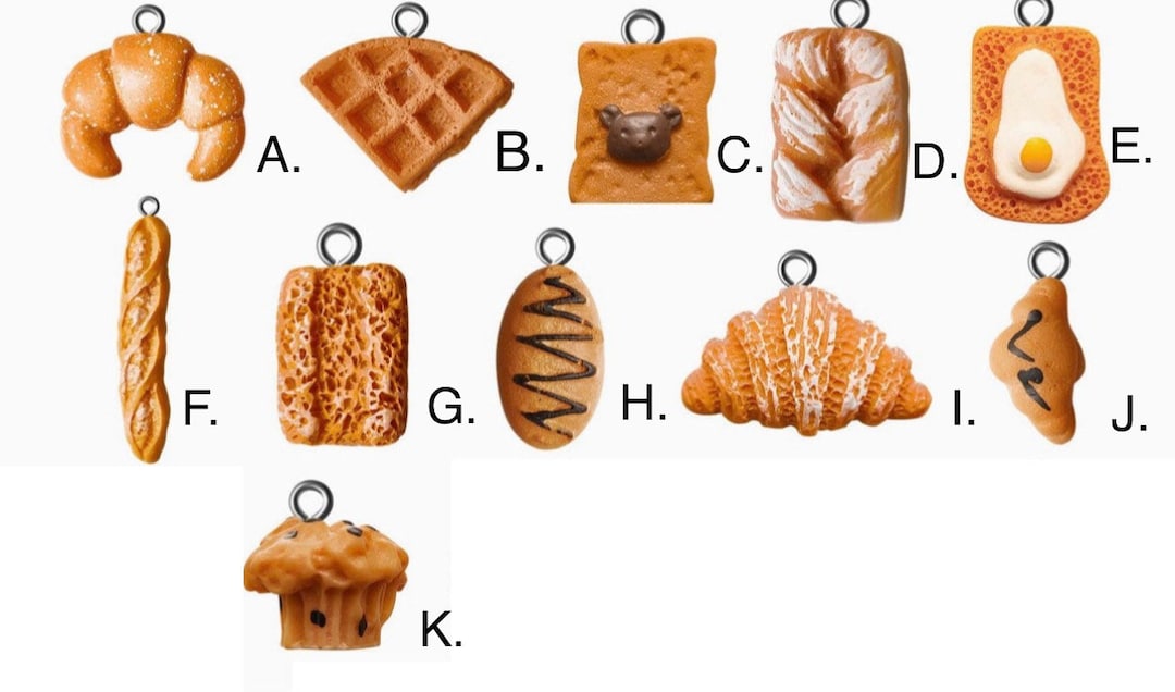 Bread Charm 1 PC Food Resin Charm Breakfast Charm Toast Charm Waffle ...