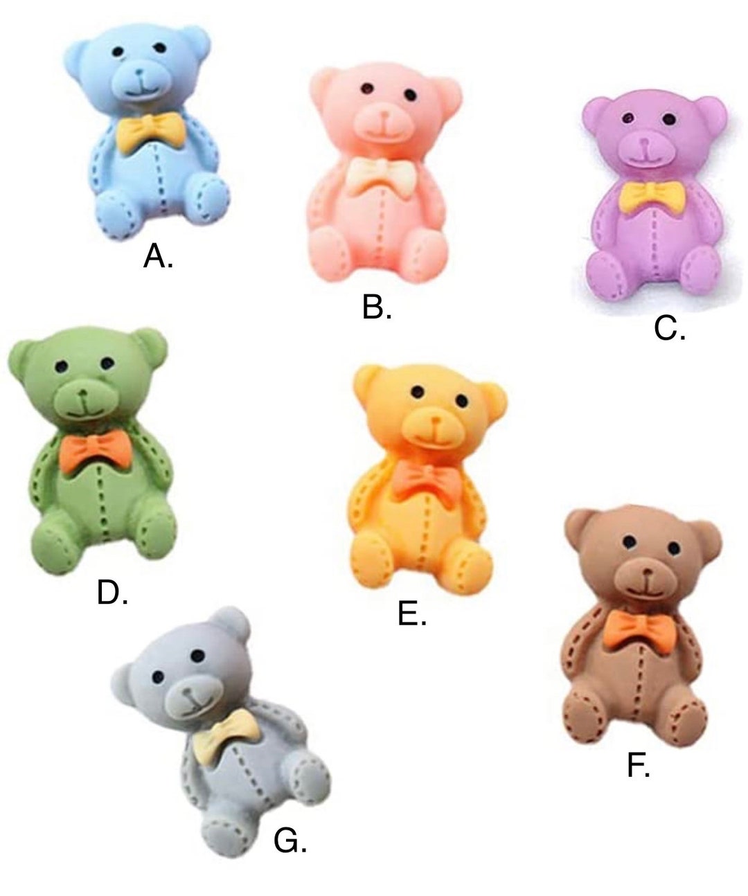 Teddy Bear Charm 1 PC Resin Charm Animal Charm Teddy Charm Multicolored ...