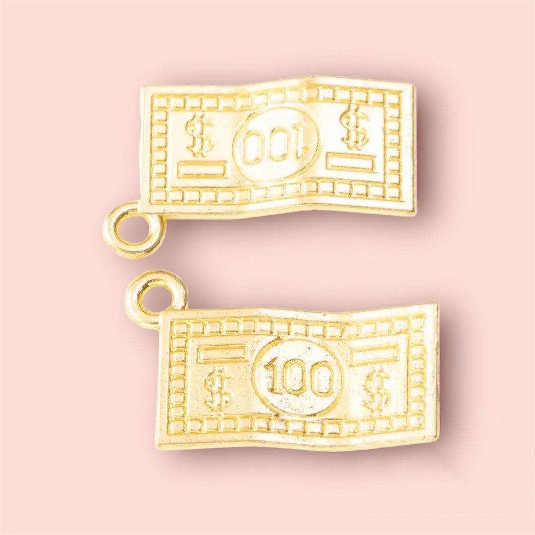 100 Gold Dollar Bill Charm 1 PC Enamel Charm One-hundred - Etsy