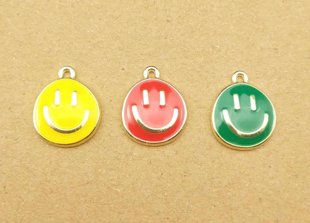 Smiley Face Charm | 1 PC Enamel Pendant | DIY Crafts | Smile | Happy ...