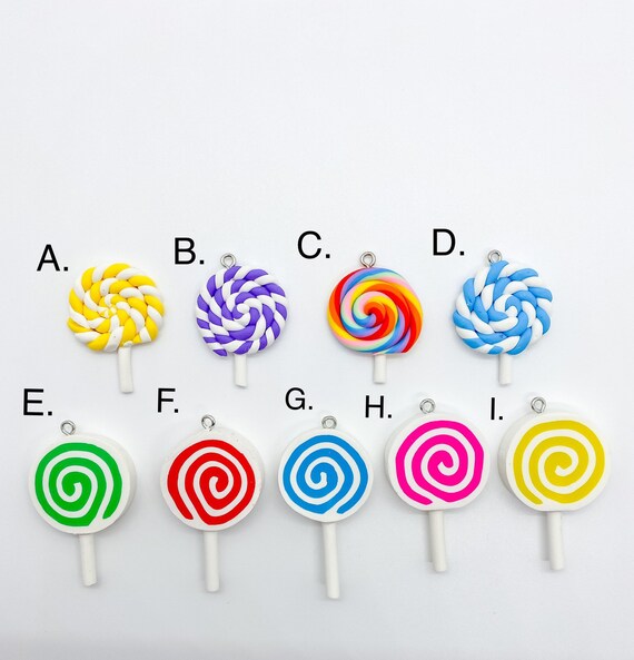 1 PC Resin Candy Sweets Ribbon Lollipops Rainbow Pastel Neon | Etsy