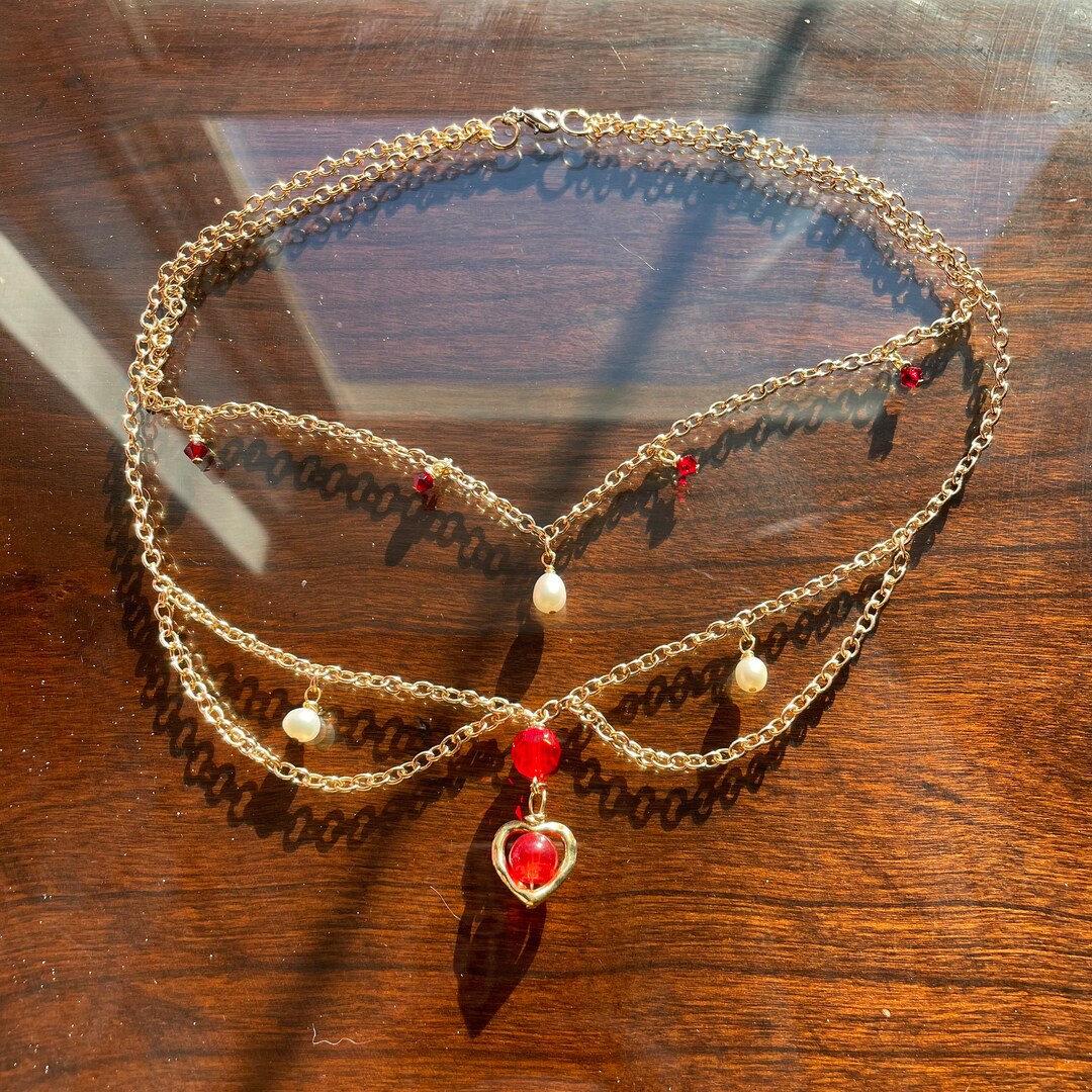 Ethereal Beauty Crystal Chain Necklace, Gold Necklace, Carnelian ...
