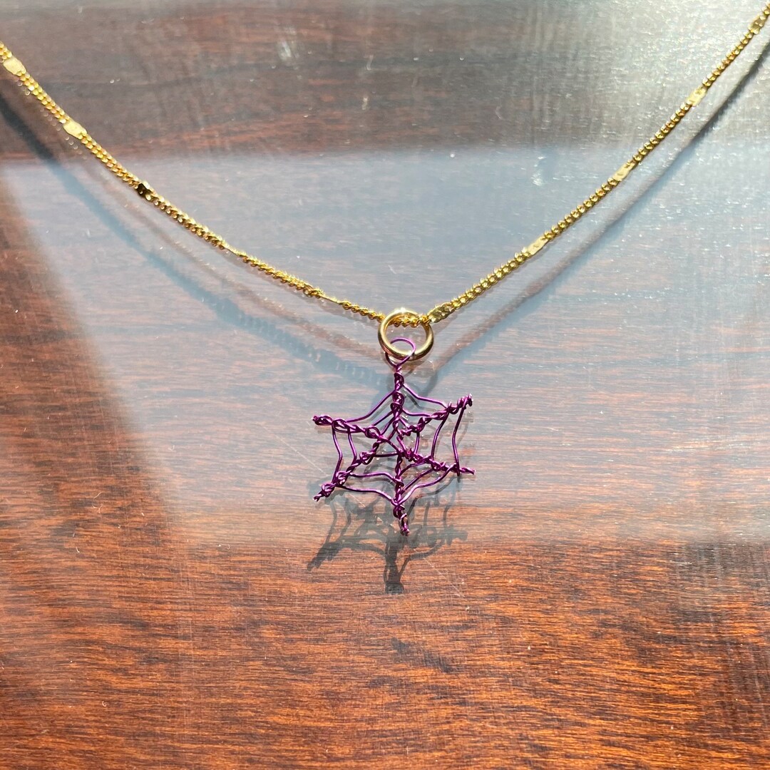 Wire Wrapped Spider Web Gold Plated Chain Necklace, Jewelry, Crystal ...