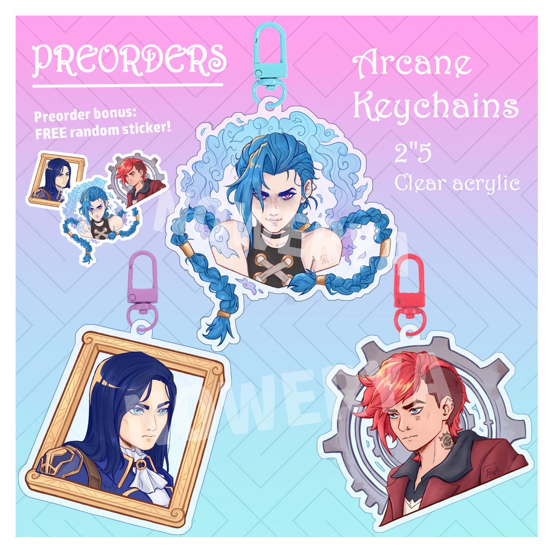 PREORDERS ARCANE 25 Clear Acrylic Keychains Jinx Vi Caitlyn - Etsy UK