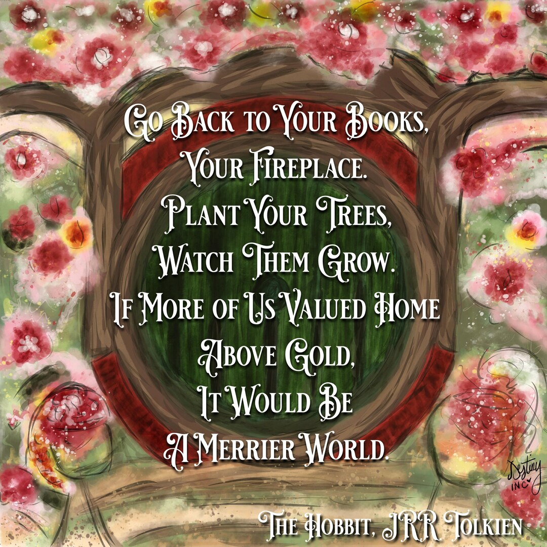 Hobbit Hole Quote Jrr Tolkien Fan Art Printable Instant Digital ...