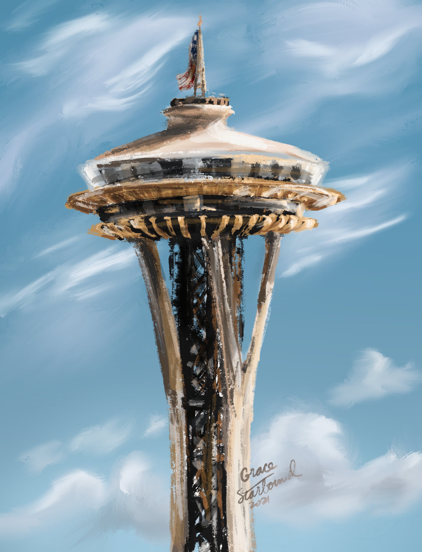 Seattle Space Needle Printable Instant Digital Download by ...