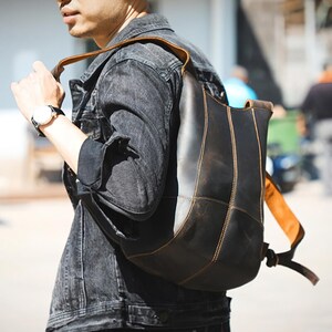 Vintage Pickpocket Proof Backpac, Crafted From Leahter Travel Backpack ...