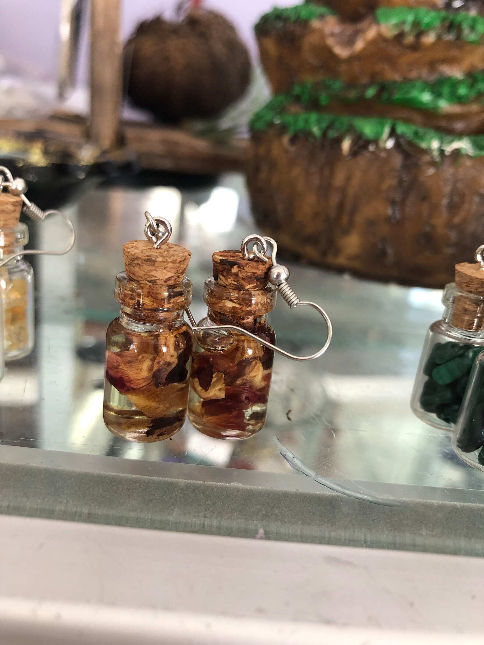 Crystal Spell Jar/vial Earrings; Witch Bottle Earrings - Etsy
