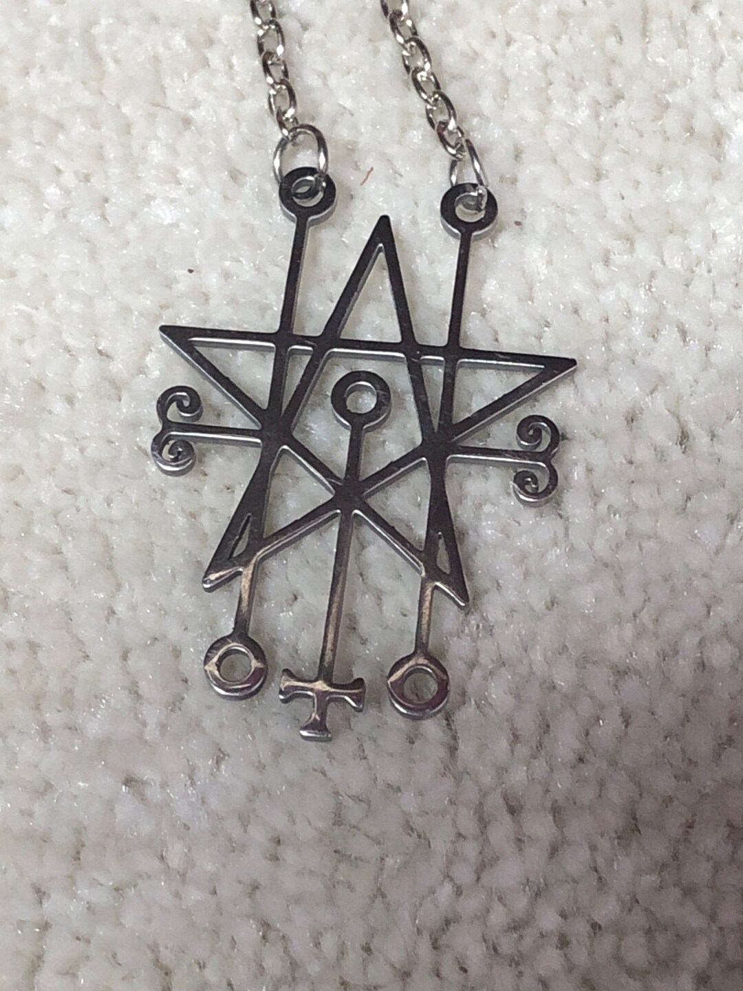 Astaroth Sigil Pendant Silver With Chain Demonology Satanic Goetic ...